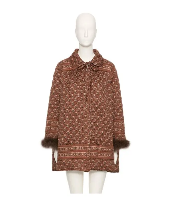 Valentino Garavani Long Sleeve Jacket With Fur Trim