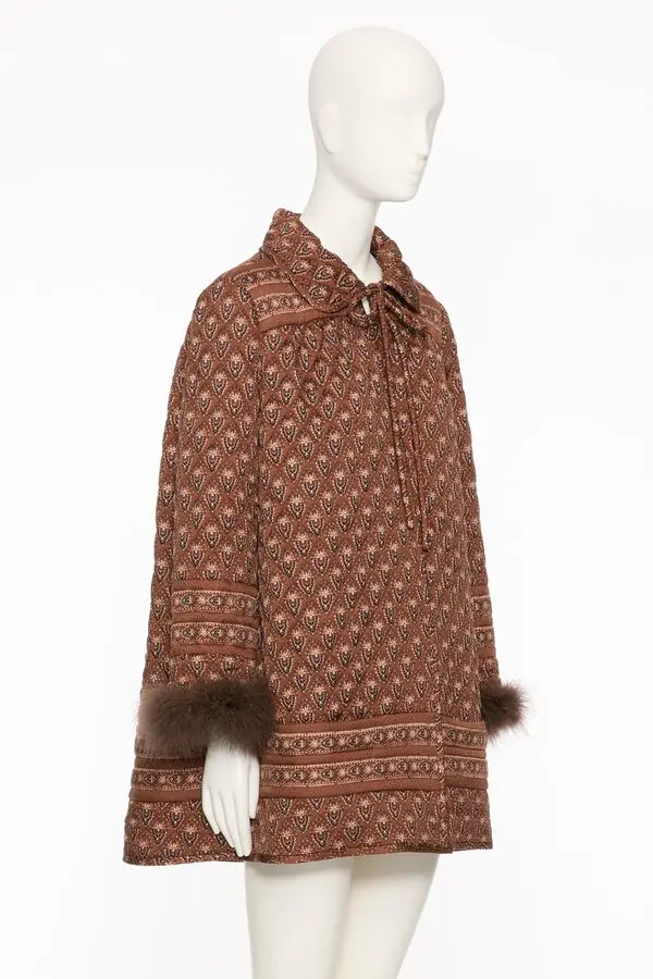 Valentino Garavani Long Sleeve Jacket With Fur Trim