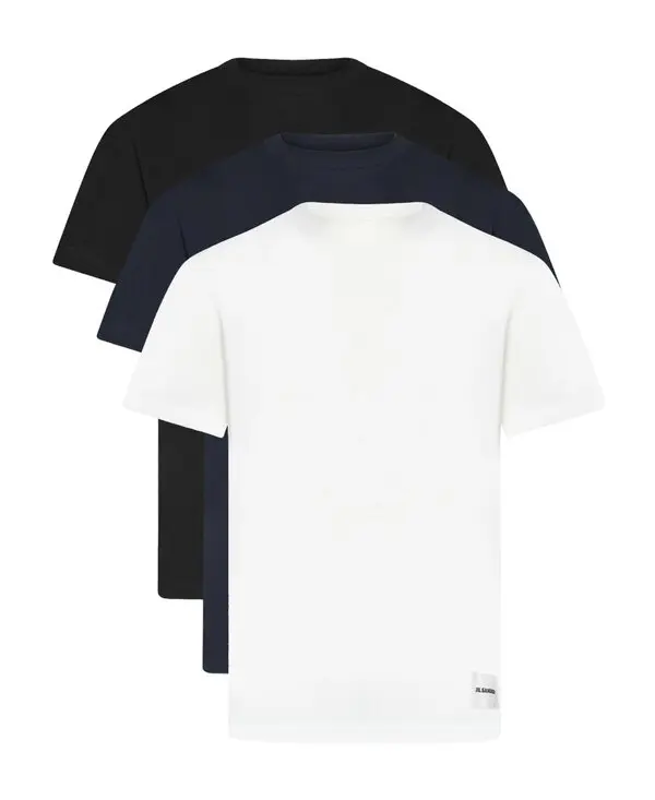 JIL SANDER Logo Patch Crewneck T-shirt 3 Pack - White