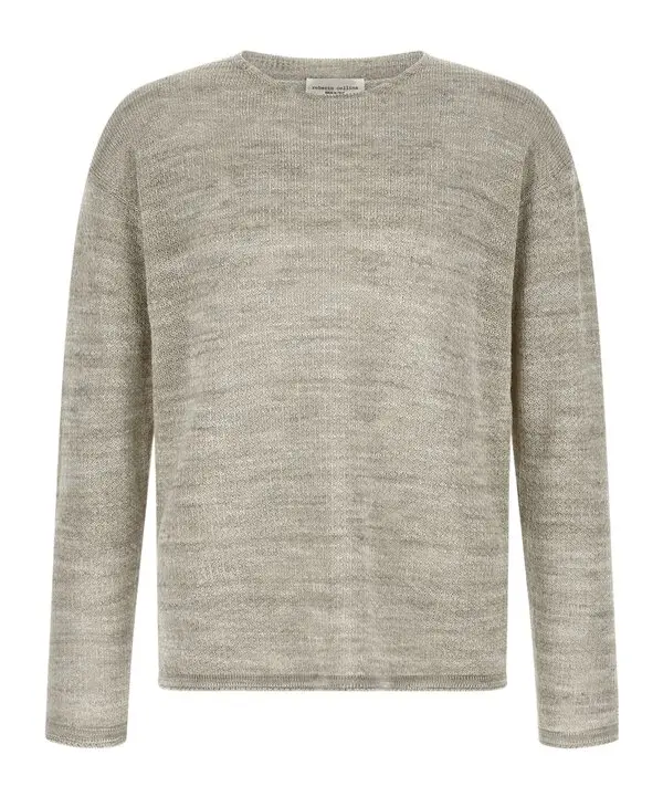 ROBERTO COLLINA Mouliné Crew Neck Knitted Sweater - Grey