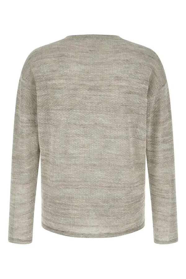 ROBERTO COLLINA Mouliné Crew Neck Knitted Sweater - Grey