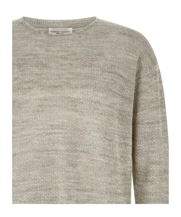 ROBERTO COLLINA Mouliné Crew Neck Knitted Sweater - Grey