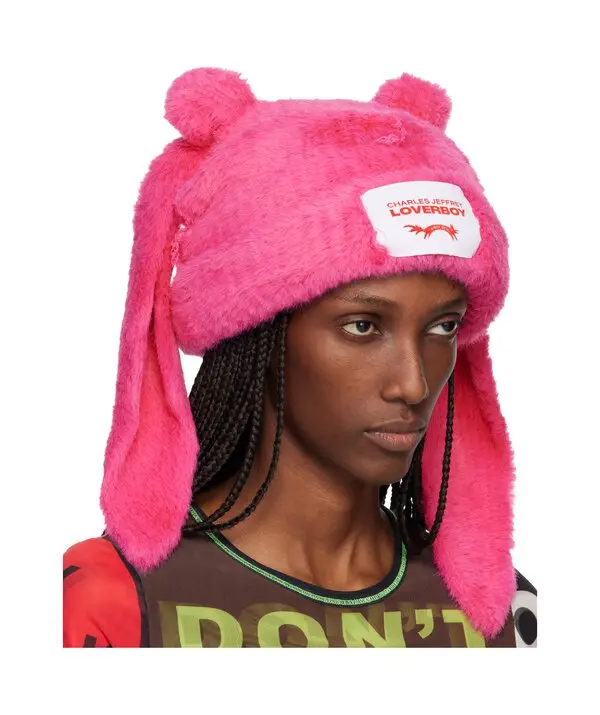 CHARLES JEFFRREY LOVERBOY Faux Fur Ribbed Beanie
