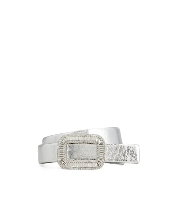 ROGER VIVIER Pilgrim Belt In Leather - Silver