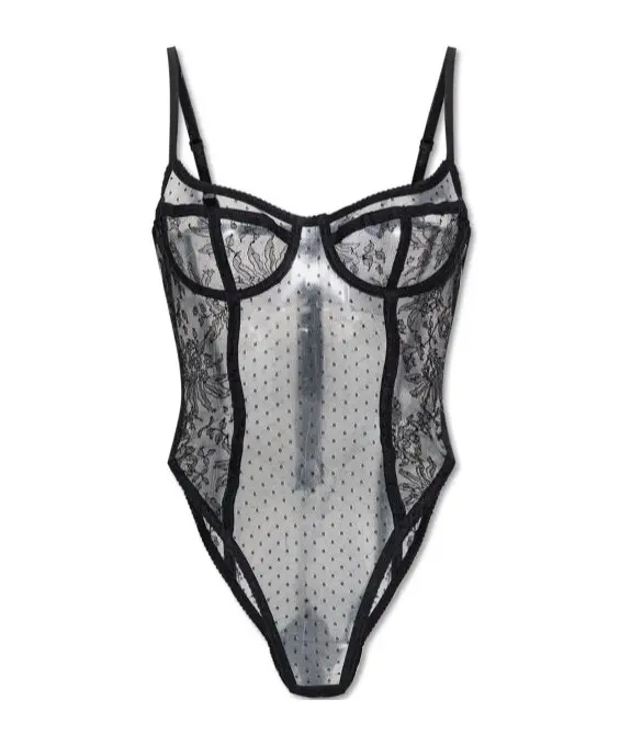 Dolce & Gabbana Lace Bodysuit With Plunging Neckline