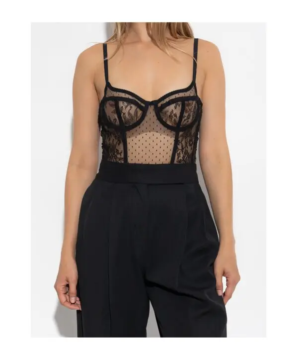 Dolce & Gabbana Lace Bodysuit With Plunging Neckline