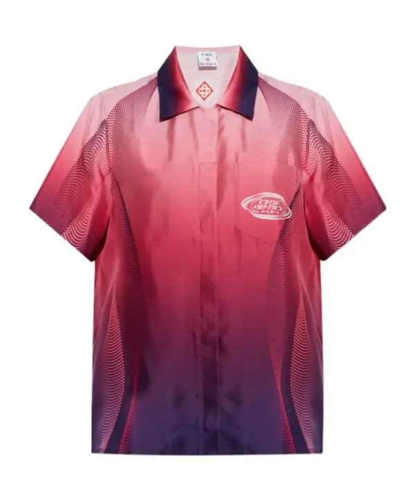 Casablanca Cuban Collar Short Sleeve Shirt - Red