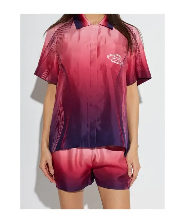 Casablanca Cuban Collar Short Sleeve Shirt - Red