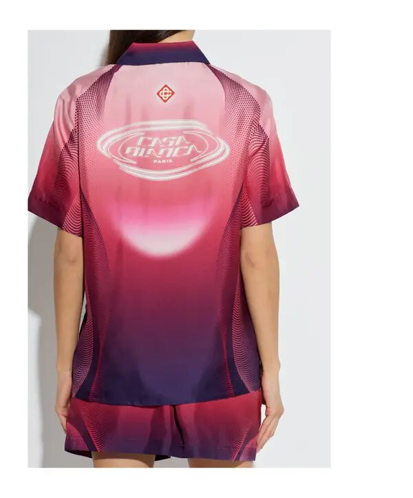 Casablanca Cuban Collar Short Sleeve Shirt - Red