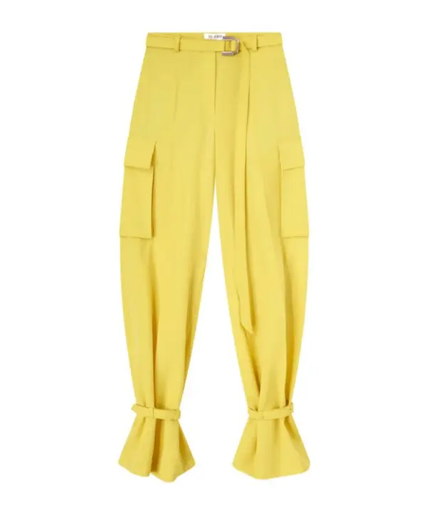 Attico Wool Gabardine Cargo Pants With Tie Detail Cuffs