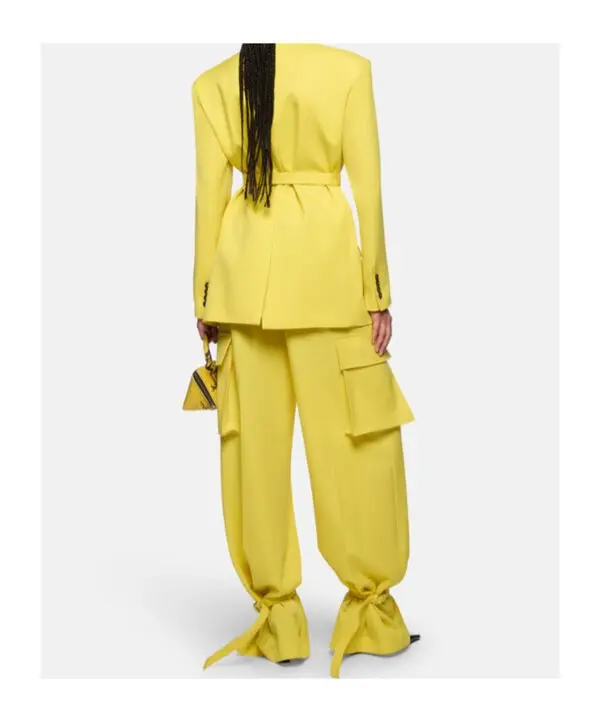 Attico Wool Gabardine Cargo Pants With Tie Detail Cuffs