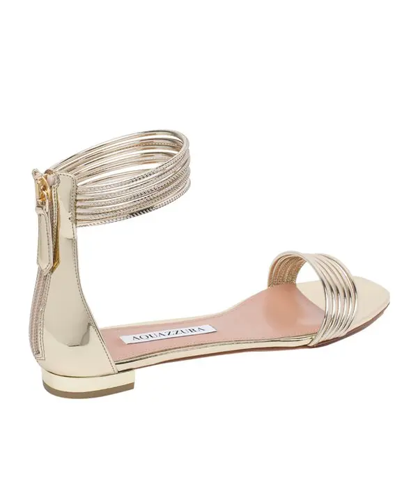AQUAZZURA Metallic Strappy Sandals With Zipper Closure