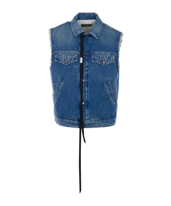 ANN DEMEULEMEESTER Sleeveless Denim Vest - Blue