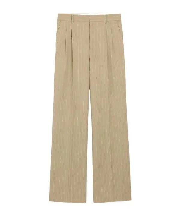 Ami Striped Pleated Trousers - Taupe