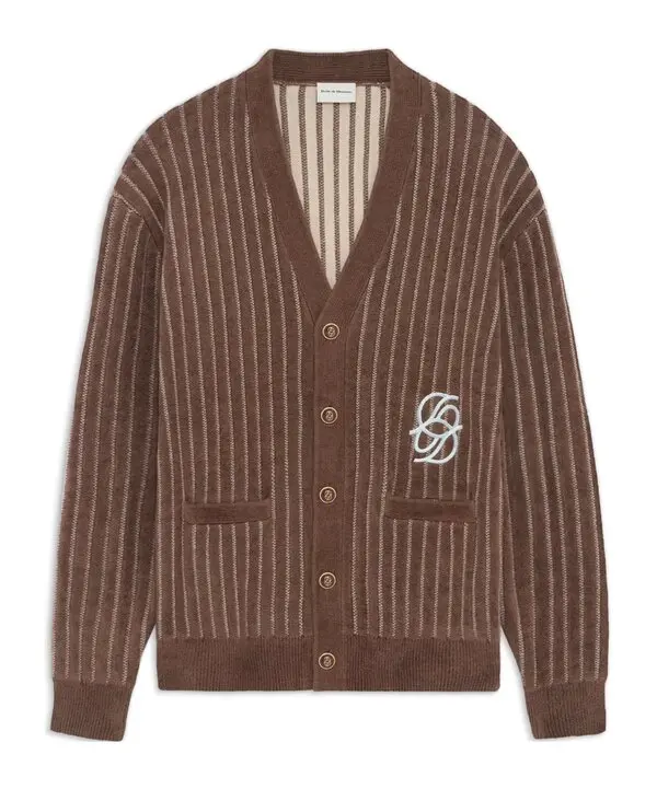 Drole De Monsieur Monogram Stripe Cardigan