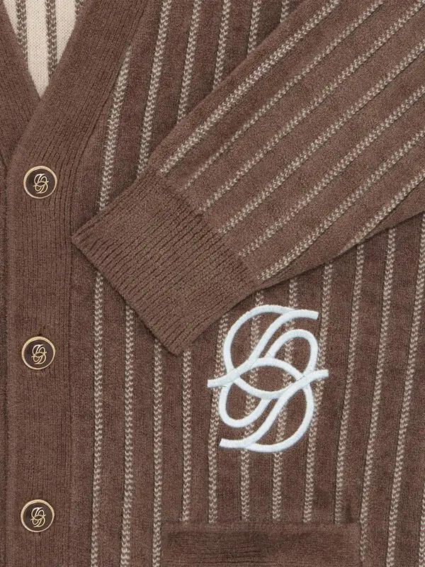 Drole De Monsieur Monogram Stripe Cardigan