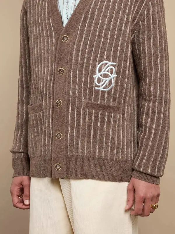 Drole De Monsieur Monogram Stripe Cardigan