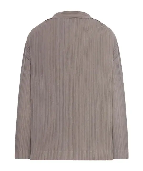Giorgio Armani Pleated Twin-set Top With Lapel Design - Gray