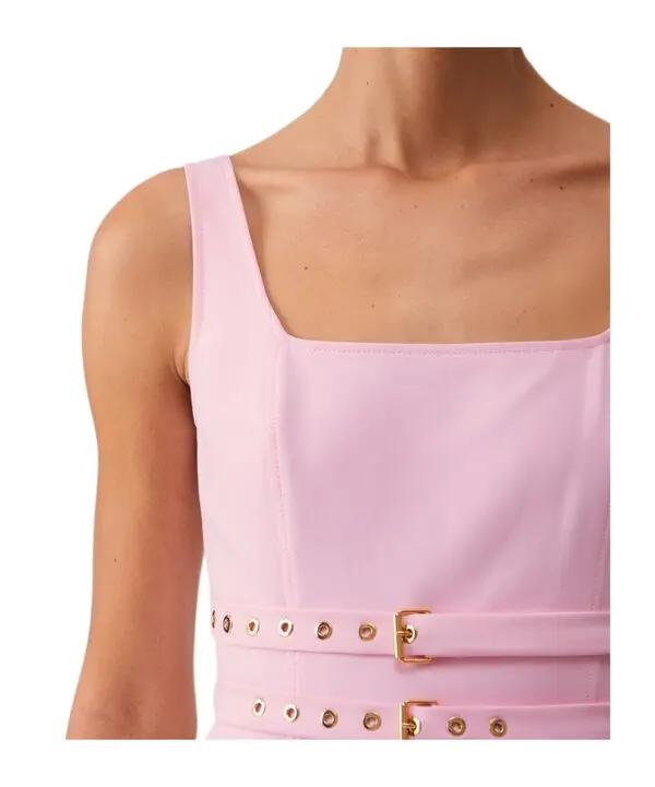 Liu Jo Belted Mini Dress With Square Neckline