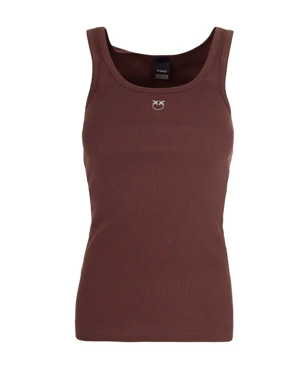 Pinko Ribbed Logo Plaque Tank Top - Red