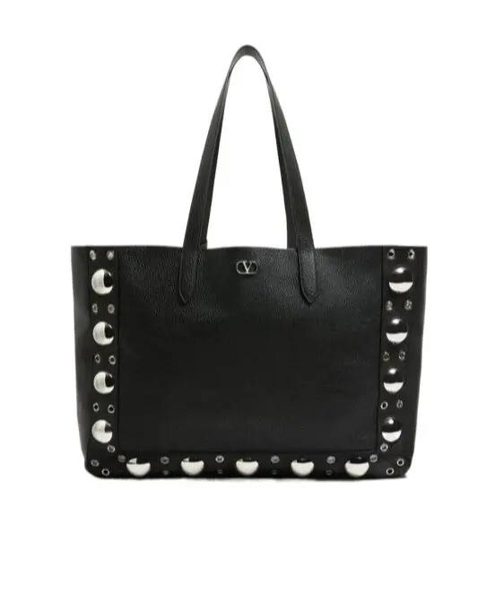 Valentino Garavani Large Studded Leather Shoulder Bag - Black