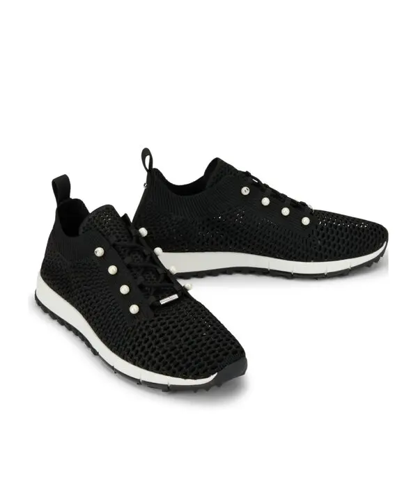 JIMMY CHOO Veles Embellished Sneakers - Black