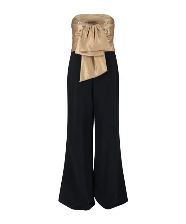 Ralph Lauren Strapless Jumpsuit With Draping And Bow Detail