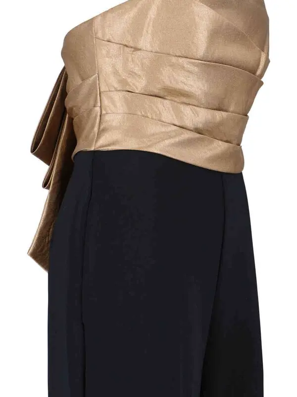 Ralph Lauren Strapless Jumpsuit With Draping And Bow Detail