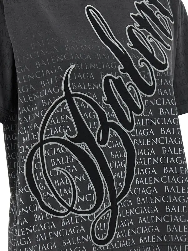 Balenciaga Logo Embroidered Monogrammed T-shirt