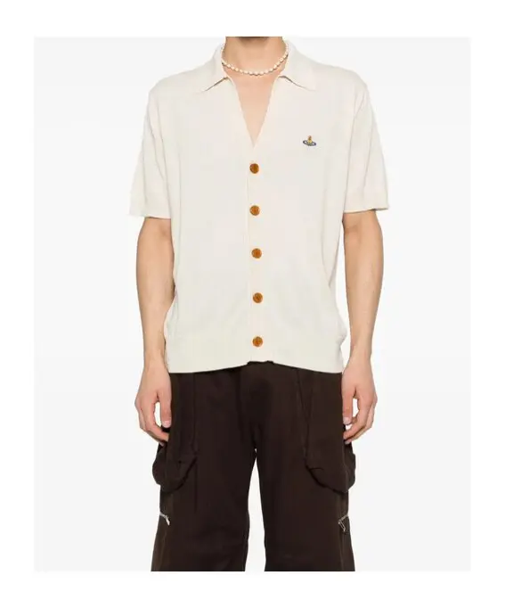 VIVIENNE WESTWOOD Button-front Knit Polo Shirt - White