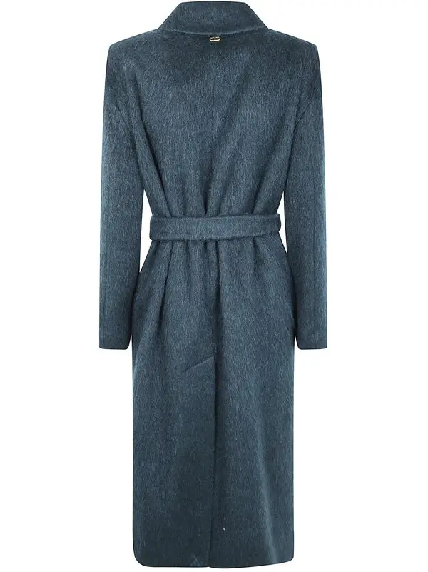 TWINSET Self-tie Belted Double-breasted Coat - Blue