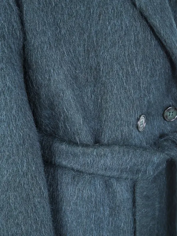 TWINSET Self-tie Belted Double-breasted Coat - Blue