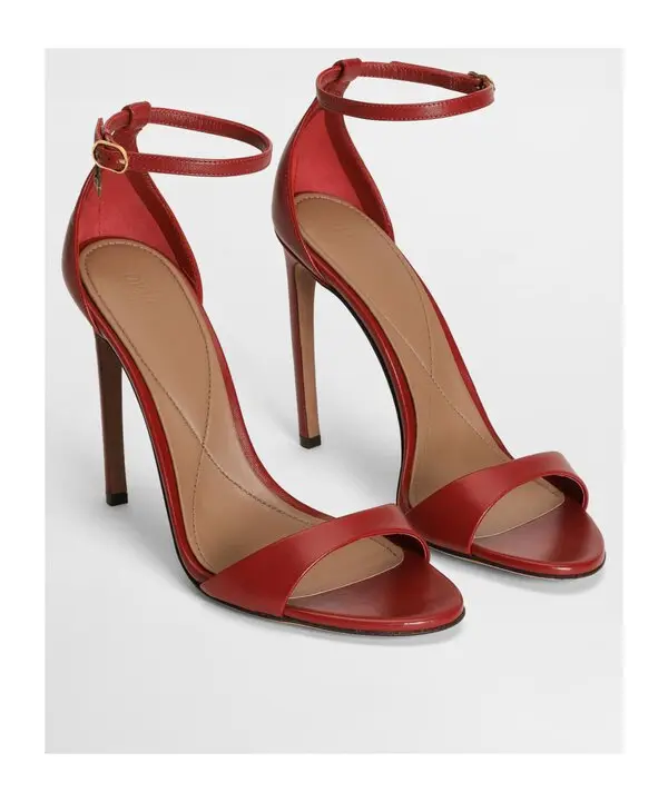 Dolce & Gabbana Leather Stiletto Heeled Sandals - Red