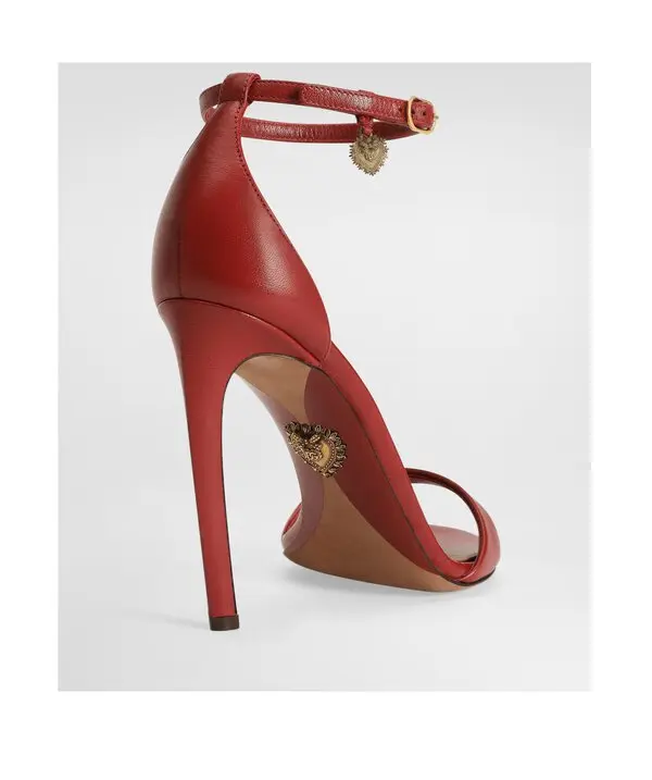 Dolce & Gabbana Leather Stiletto Heeled Sandals - Red