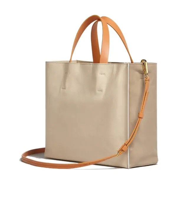 Marni Logo Print Leather Shoulder Bag - Nude