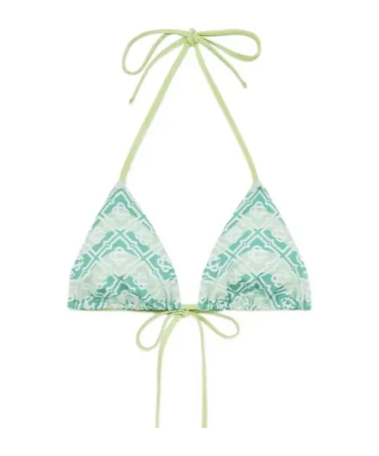 Casablanca Wavy Monogram Bikini Top - Green