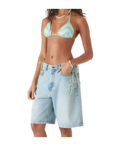 Casablanca Wavy Monogram Tie Bikini Top - Green