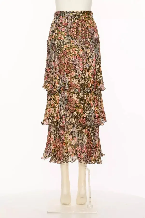 Valentino Garavani Tiered Floral Print Skirt