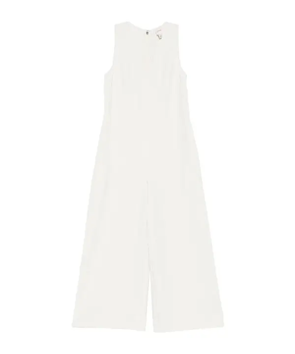 Calvin Klein V-neck Sleeveless Wide-leg Jumpsuit - White