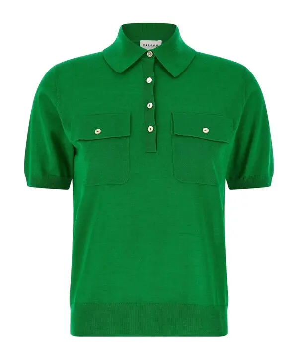 P.a.r.o.s.h Knitted Short-sleeved Polo Shirt With Pockets - Green