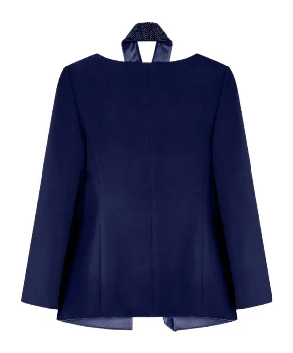 Giorgio Armani Silk Jacket With Embellished Tie Detail - Blue