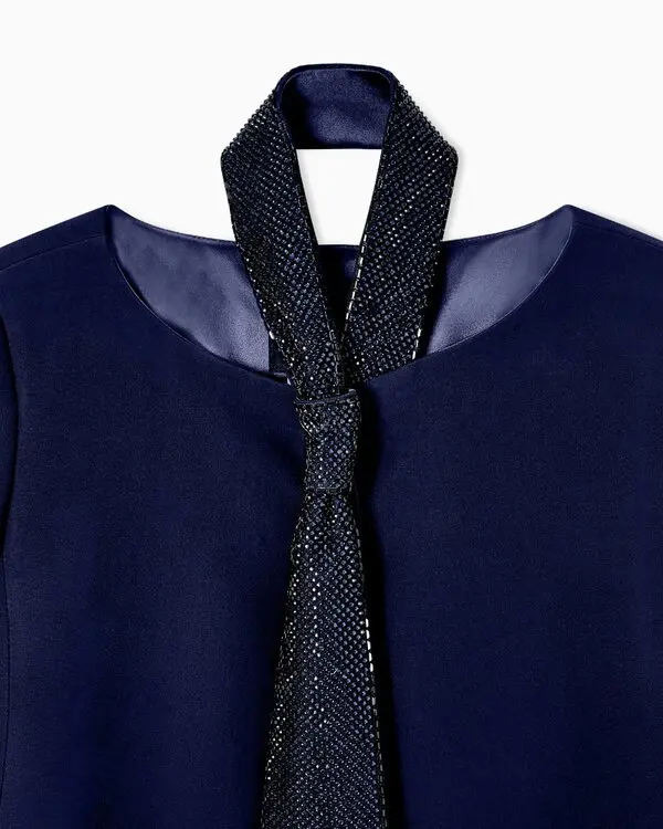 Giorgio Armani Silk Jacket With Embellished Tie Detail - Blue