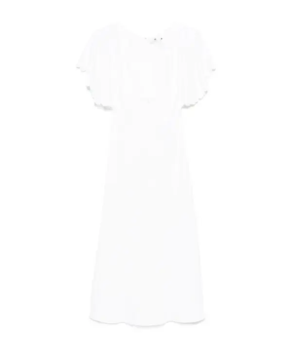 Elisabetta Franchi Midi Dress With Scalloped Sleeves