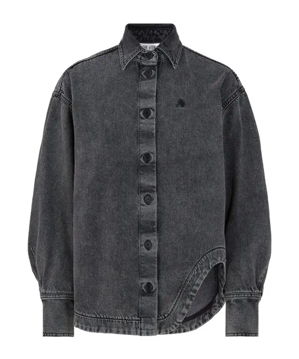 Attico Eliza Split Denim Shirt - Black