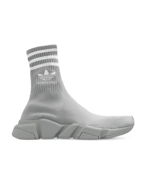 Balenciaga X Adidas Logo Embroidered Sock Sneakers - Gray
