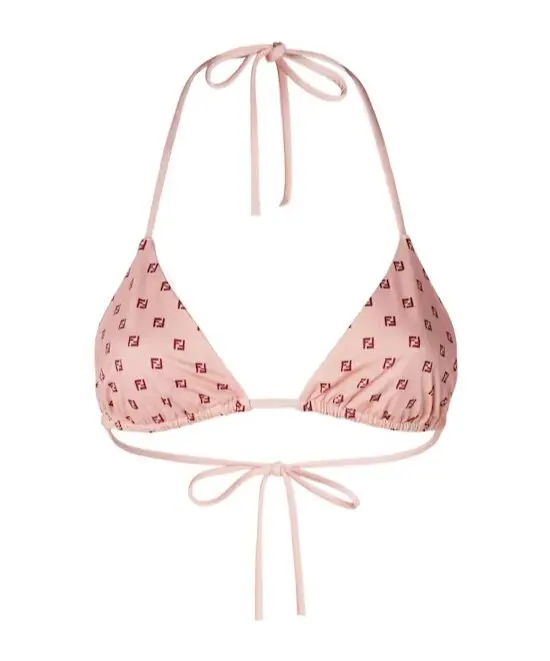 Fendi Foulard Printed Halterneck Bikini Top - Red