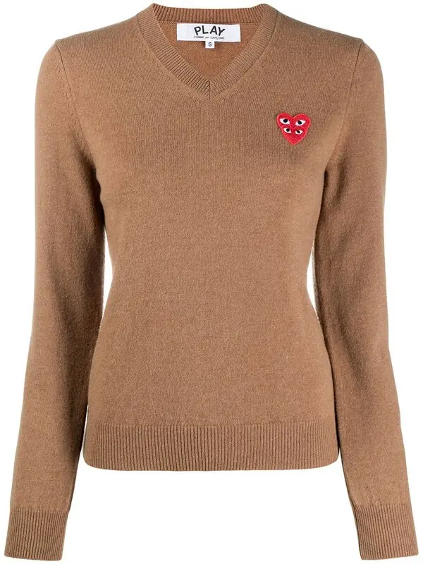 Play Comme Des Garcon Embroidered Logo Jumper - Brown