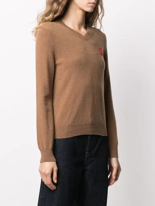Play Comme Des Garcon Embroidered Logo Jumper - Brown