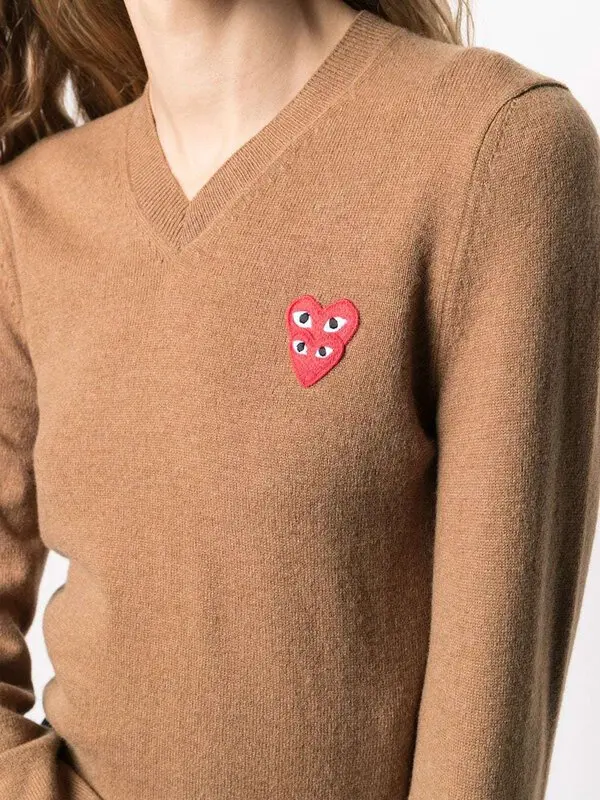 Play Comme Des Garcon Embroidered Logo Jumper - Brown