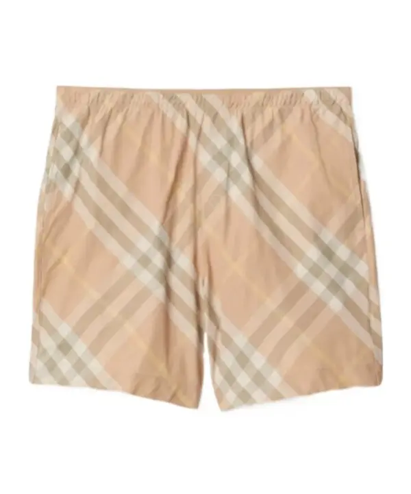 Burberry Checked Elasticated-waistband Swim Shorts - Flaxen